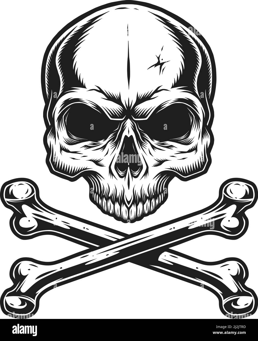 Vintage skull and crossbones monochrome template isolated vector ...