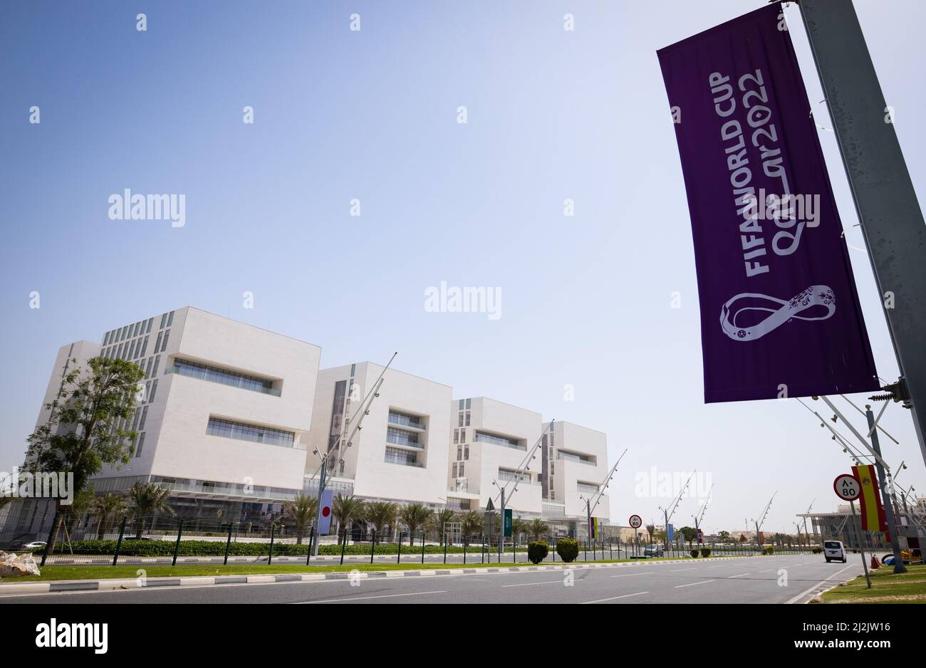 Al Rayyan, Qatar. 02nd Apr, 2022. A building complex with offices ...