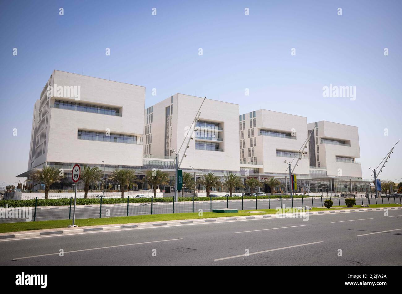 Al Rayyan, Qatar. 02nd Apr, 2022. A building complex with offices ...