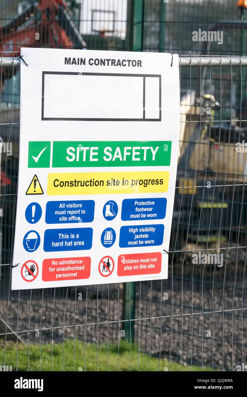 Construction site health and safety message rules sign board signage on ...