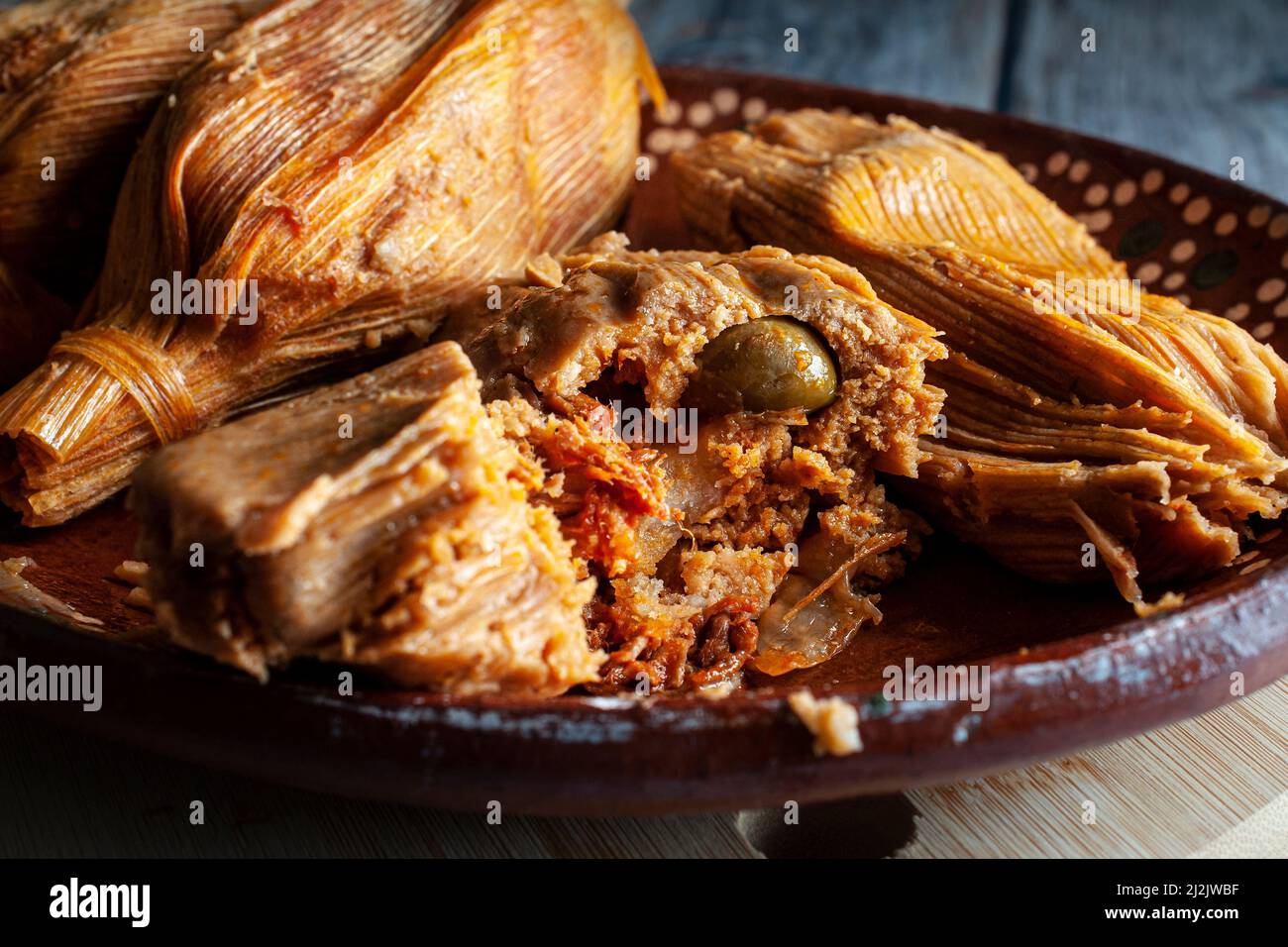 A plate with tamales, indigenous food from the south of Mexico ...