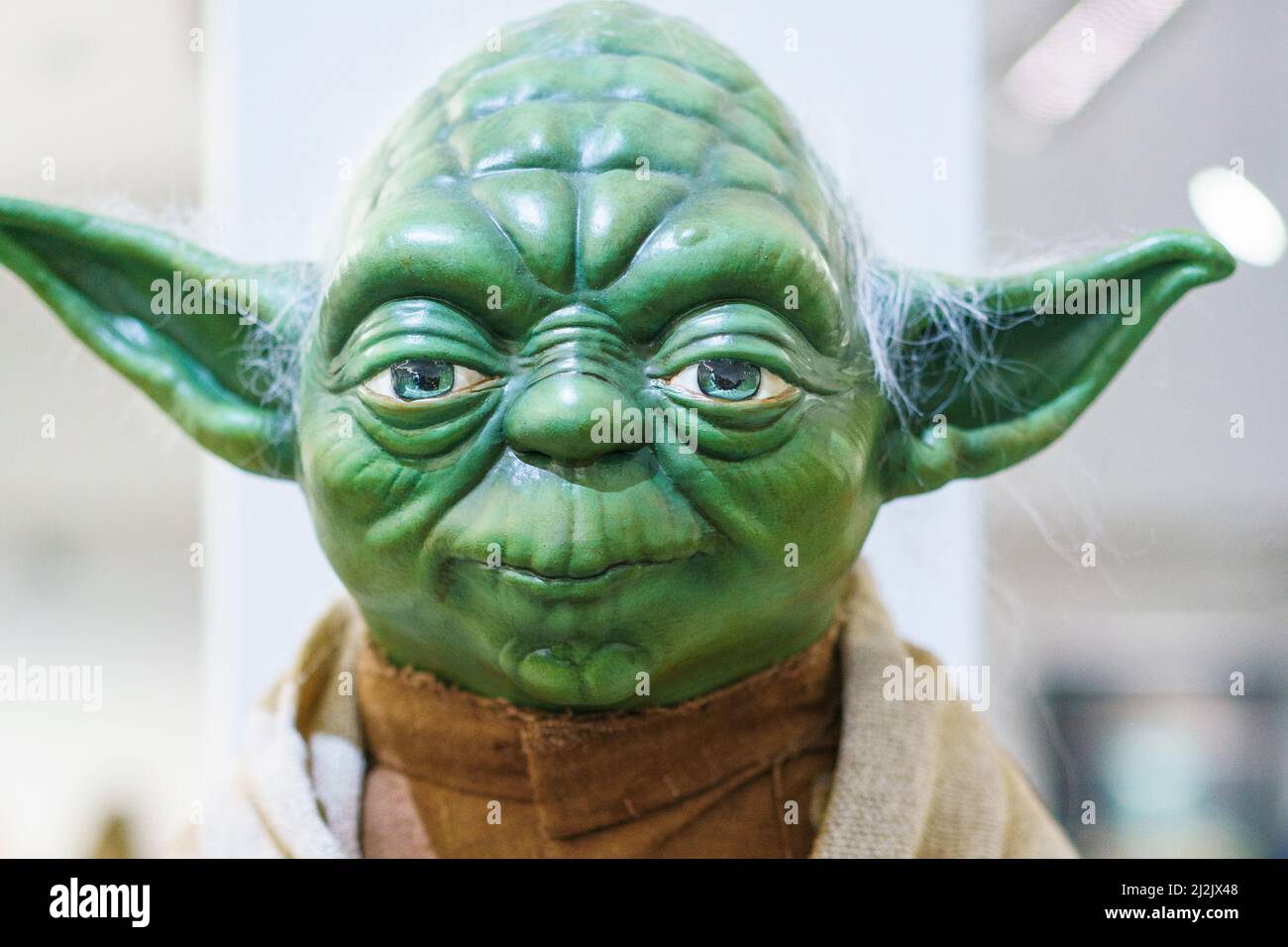 A figure of the character Yoda is exhibited during the exhibition of ...
