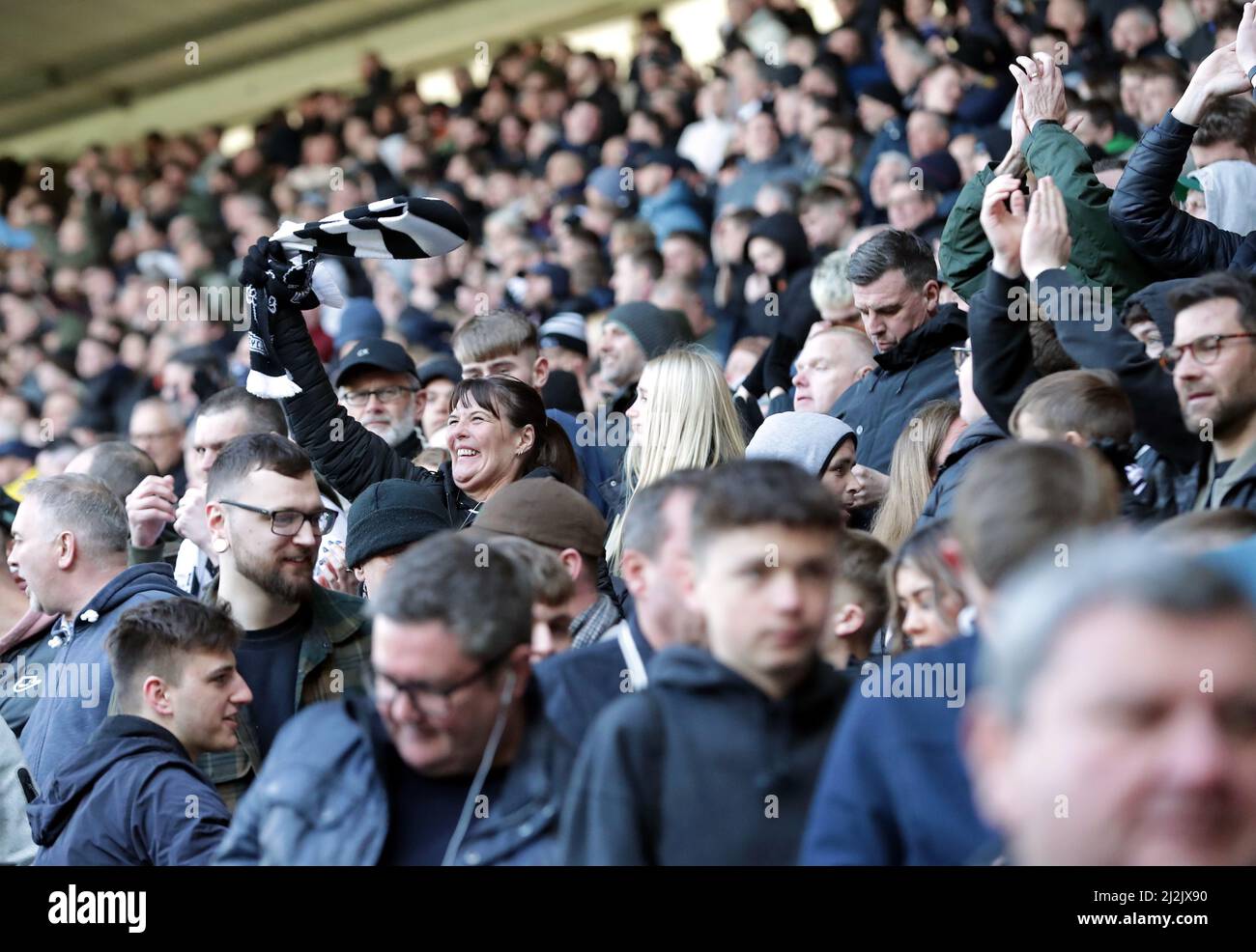 Derby County fans in the stands celebrate during the Sky Bet ...