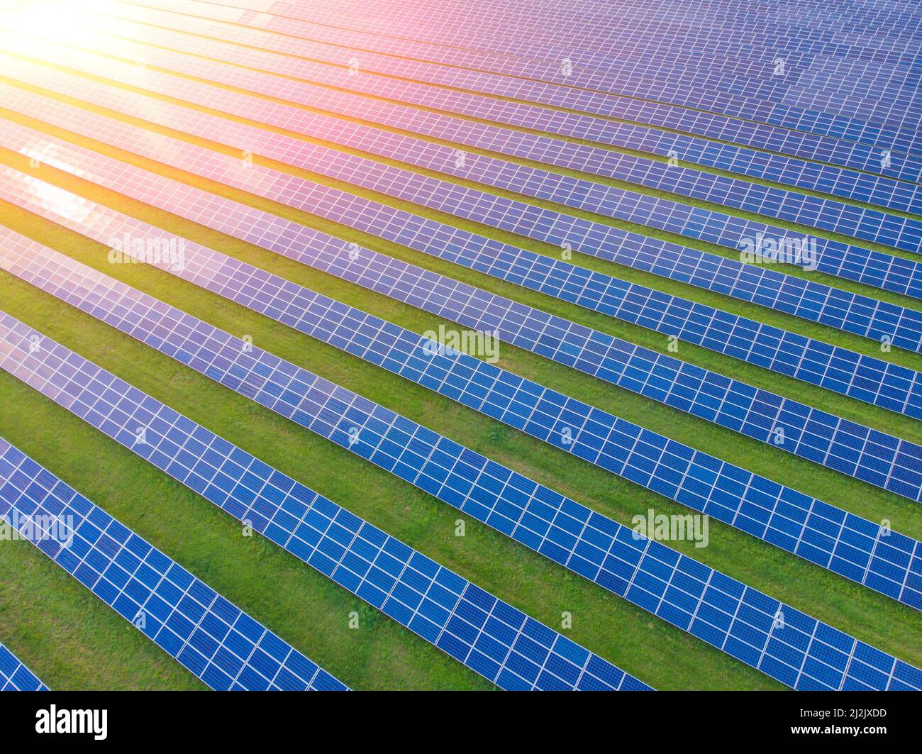 Top view of solar panels field solar cell from above. Alternative ...