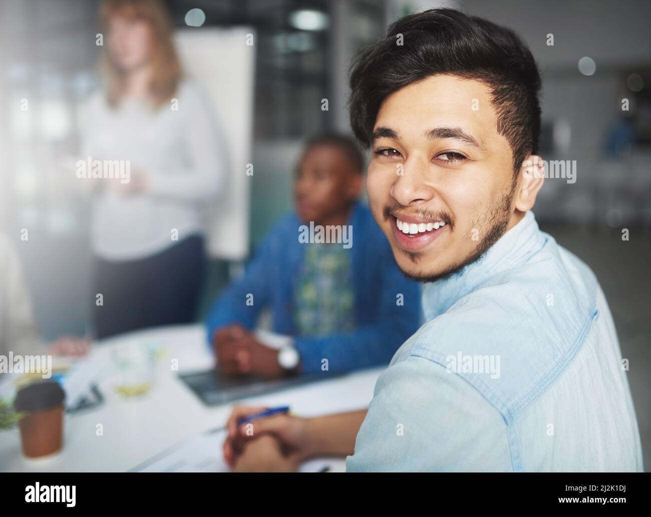 His ideas are a cut above the rest. Cropped portrait of a young ...