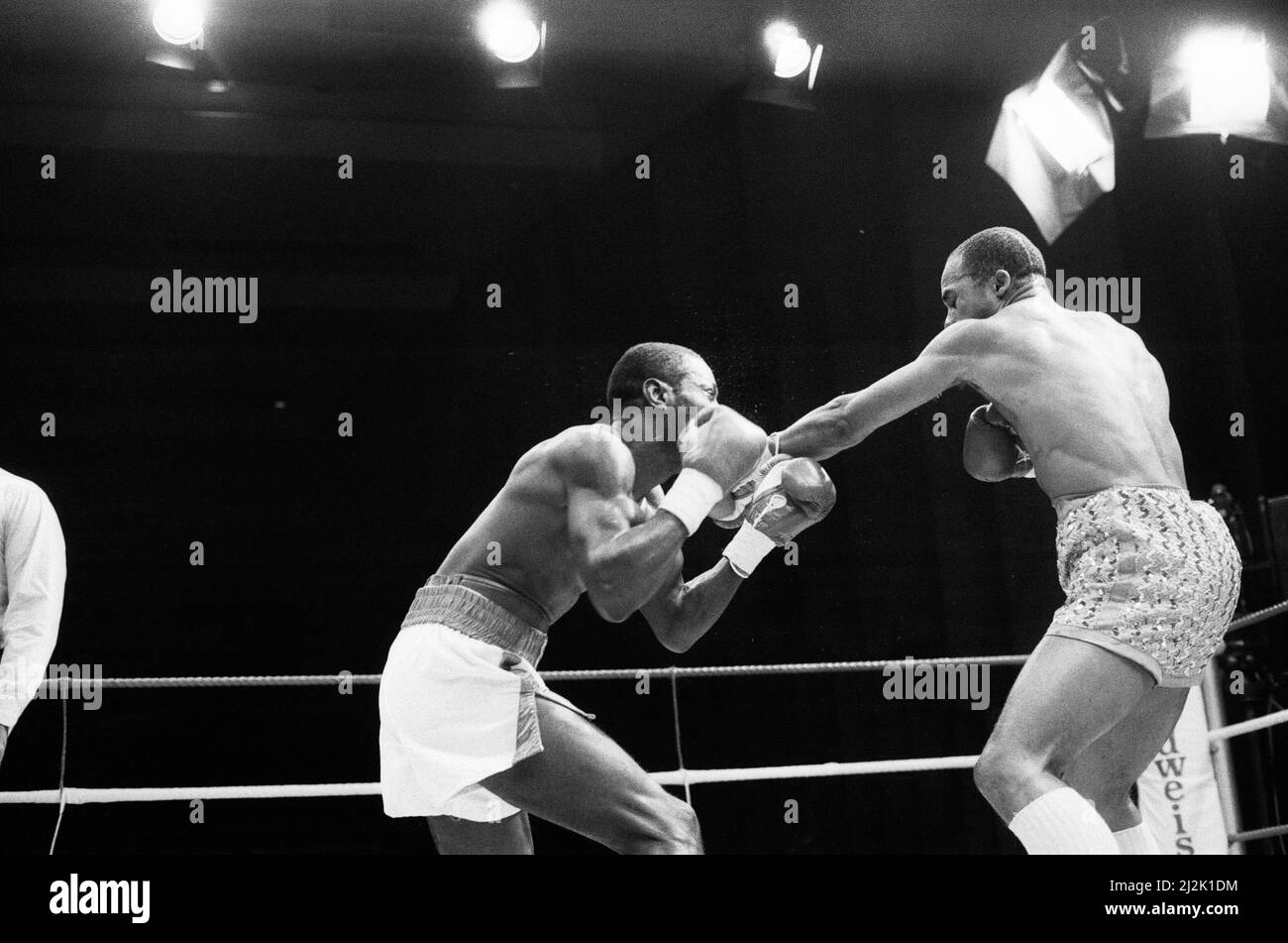 WBC and IBF, welterweight title fight between Lloyd Honeyghan and ...