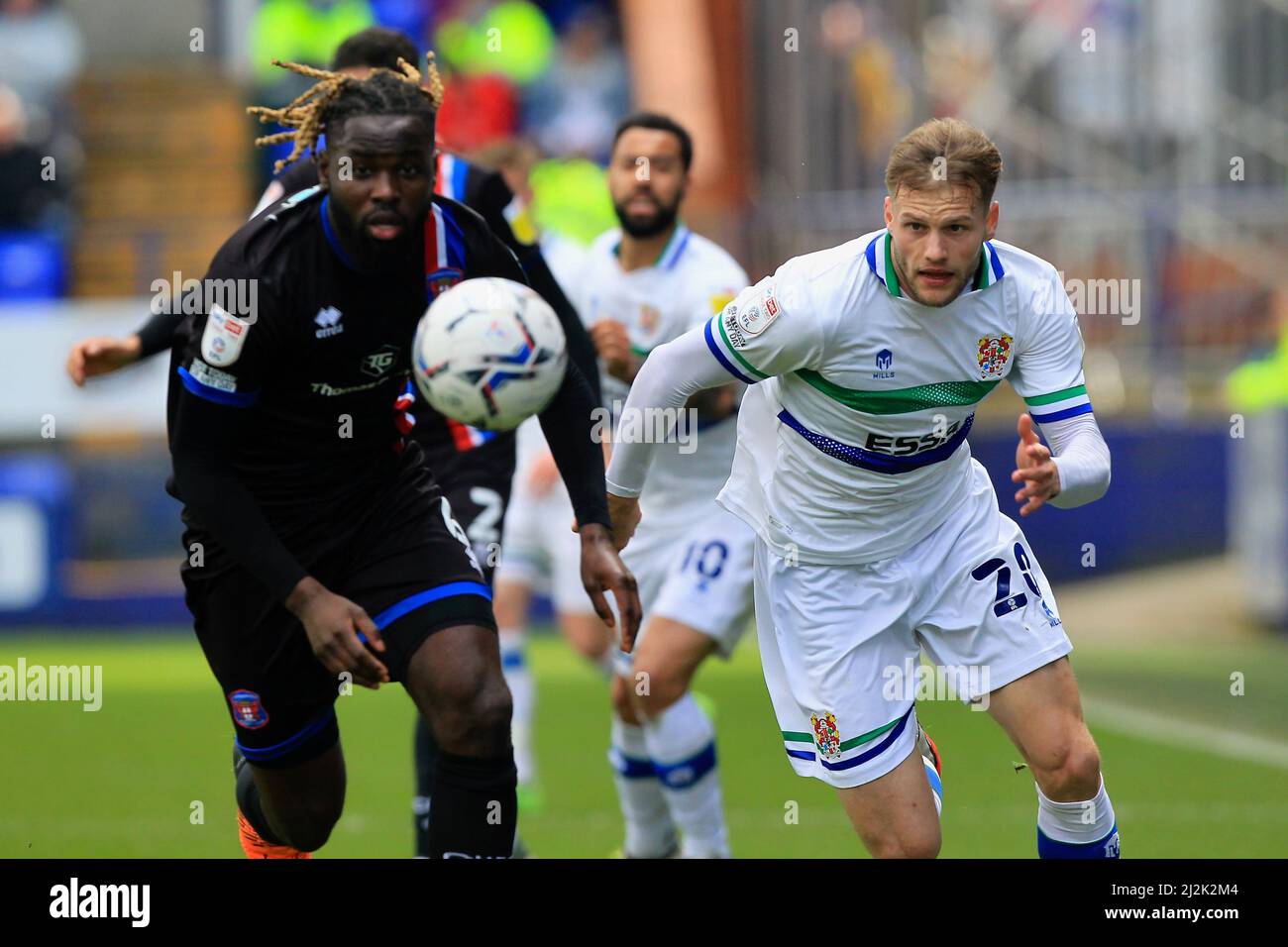 Birkenhead, UK. 02nd Apr, 2022. Elliot Nevitt of Tranmere Rovers and ...