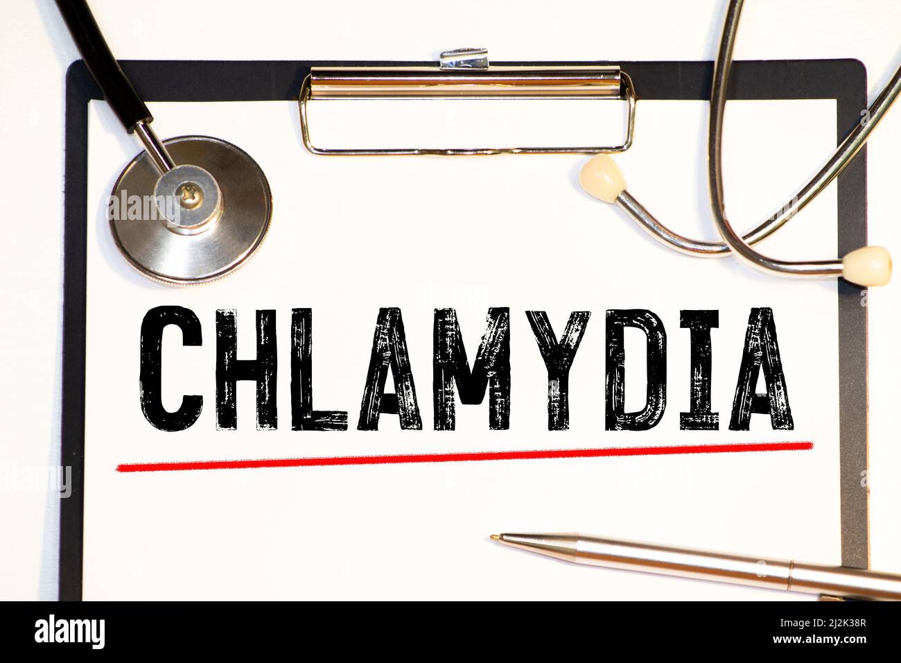 Word Chlamydia. Medical concept. white paper and red line Stock Photo ...