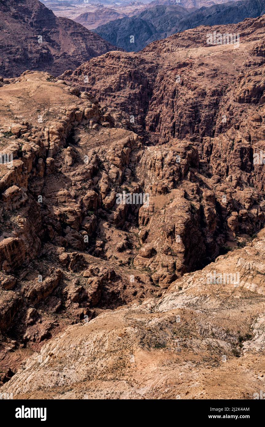 Desert landscape of the mountains of Edom, Shoubak, Jordan Stock Photo ...