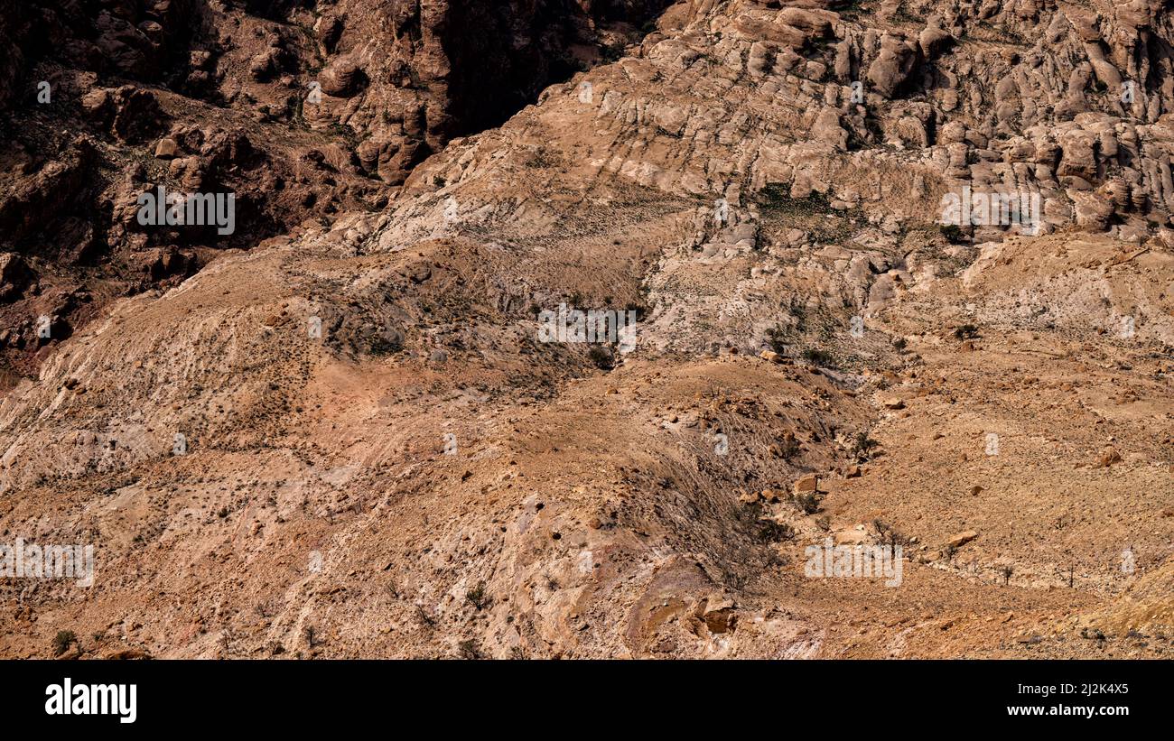 Desert landscape of the mountains of Edom, Shoubak, Jordan Stock Photo ...