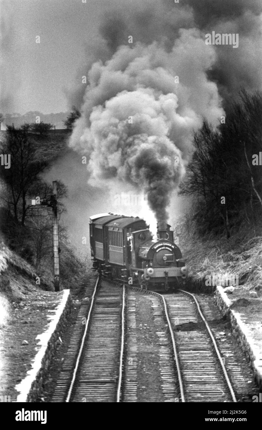 A steam locomotive belonging to the Tanfield Railway Company steams ...