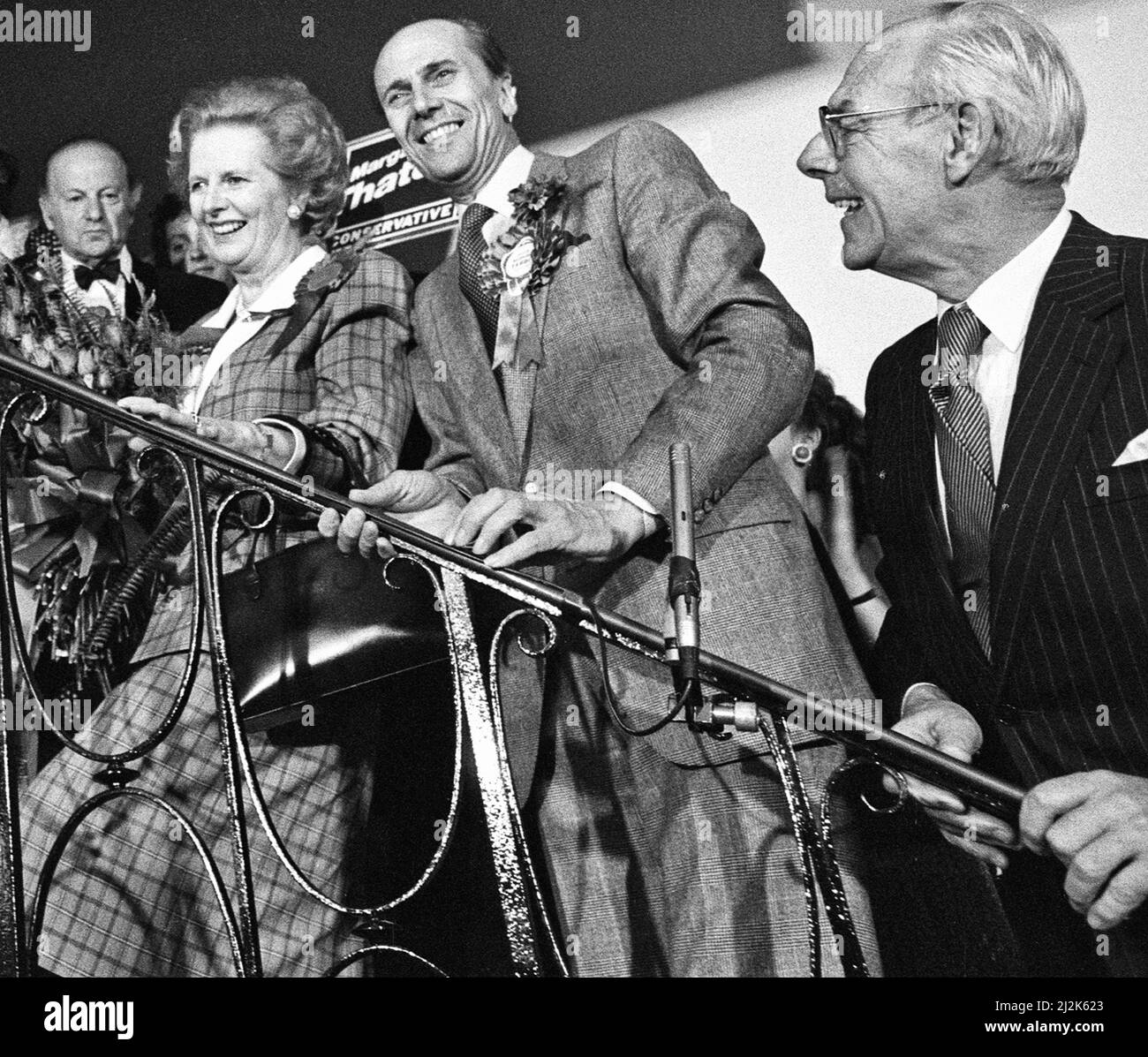 Prime Minister Margaret Thatcher, her husband, Denis Thatcher and ...
