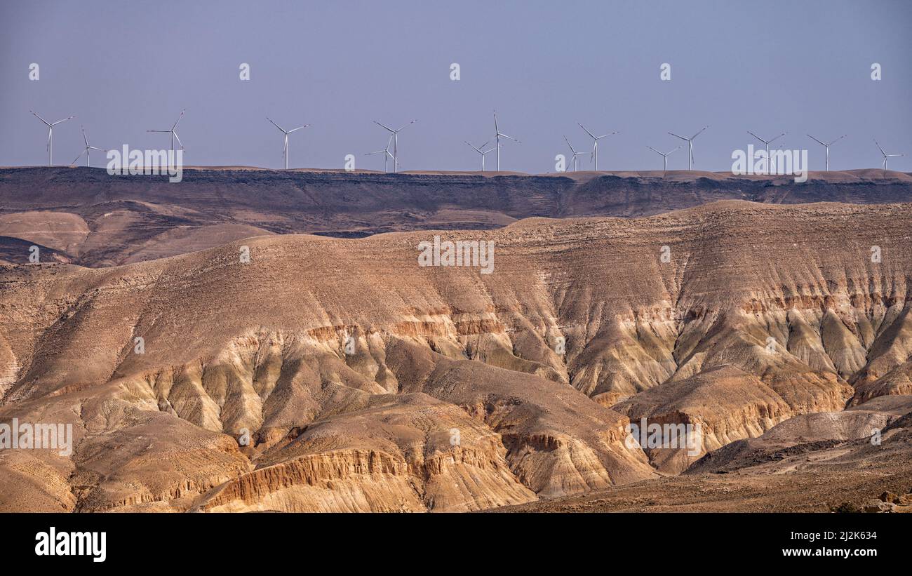 Wind farm in the mountains, Al Nawatef, Jordan Stock Photo - Alamy