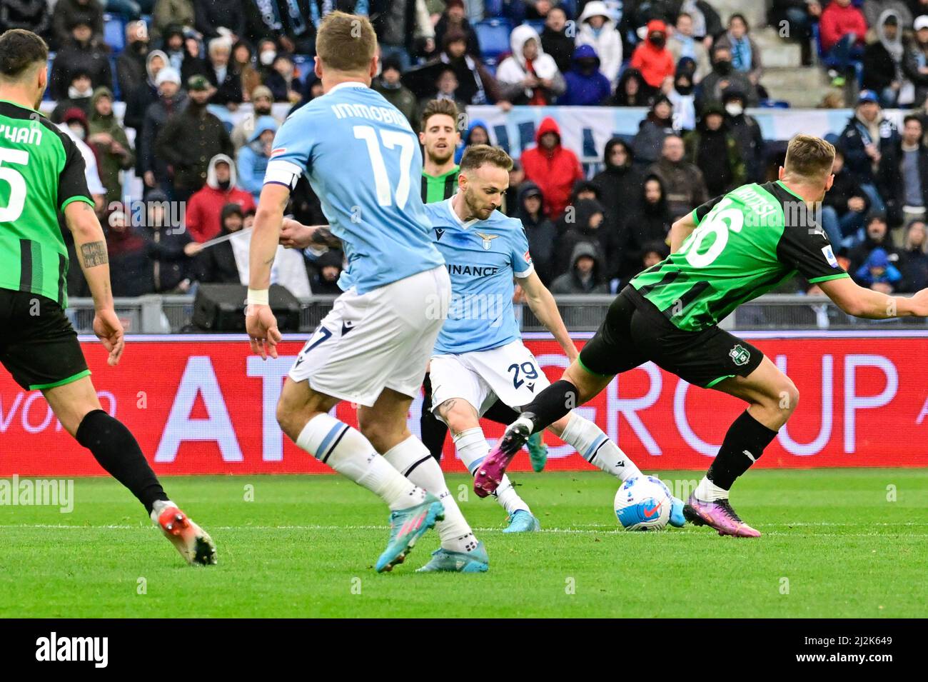 Manuel Lazzari (SS Lazio) goal 1-0 during the Italian Football Championship League A 2021/2022 ...