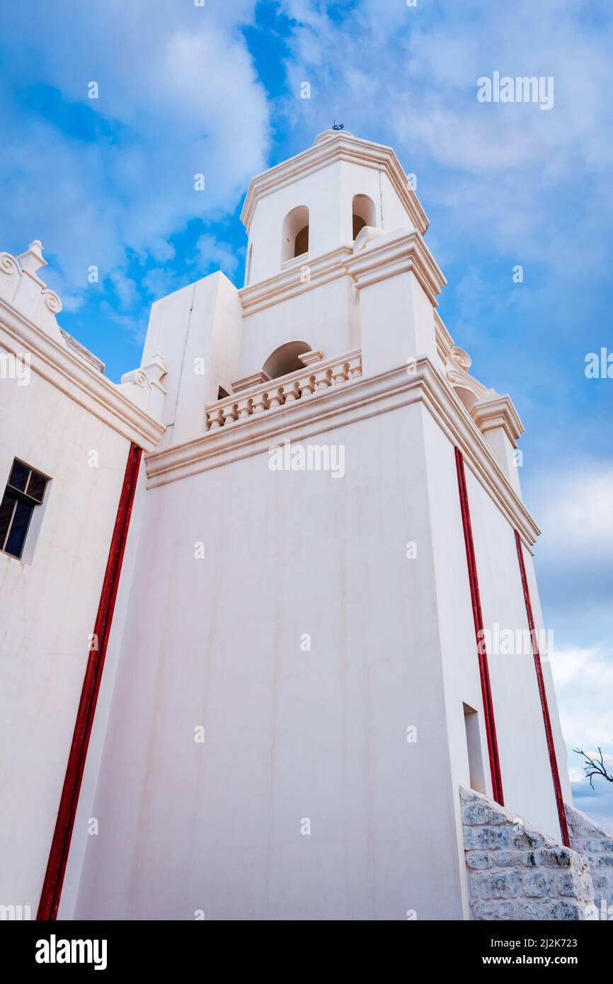 Architectural detail of one of the towers at Mission San Xavier del Bac ...