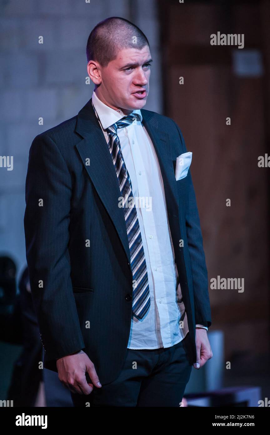 Theater actor artists on stage perform play for audience. Public ...