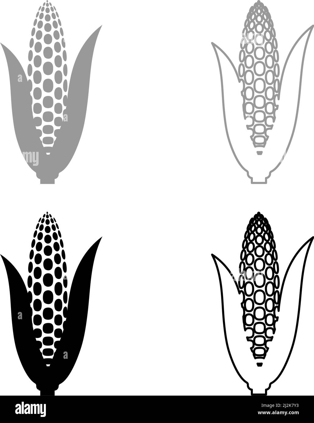 Corn ear set icon grey black color vector illustration image simple ...