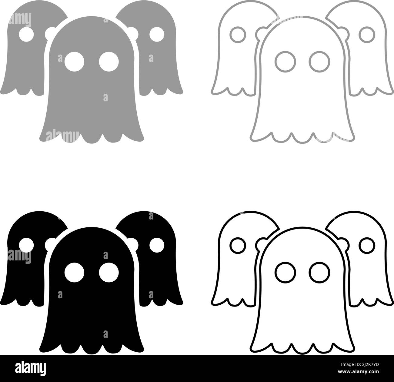 Spirits Ghosts set icon grey black color vector illustration image ...