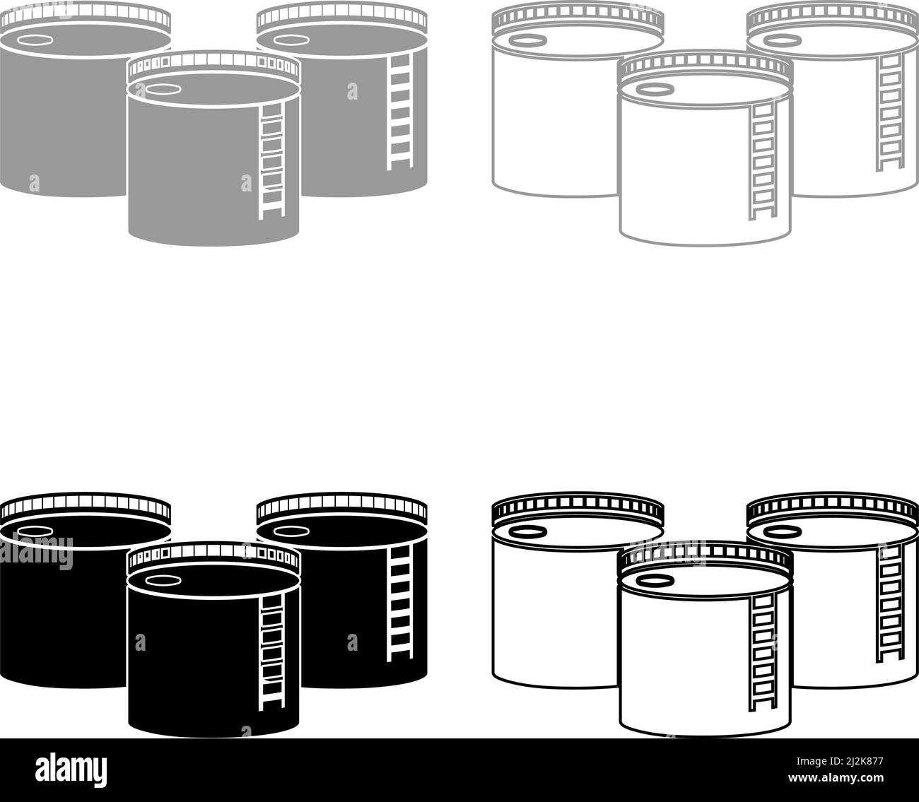 Tanks with oil storage set icon grey black color vector illustration ...