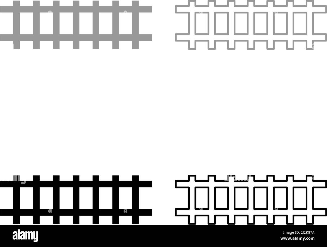 Rail rails Railroad Railway Train track set icon grey black color vector illustration image ...
