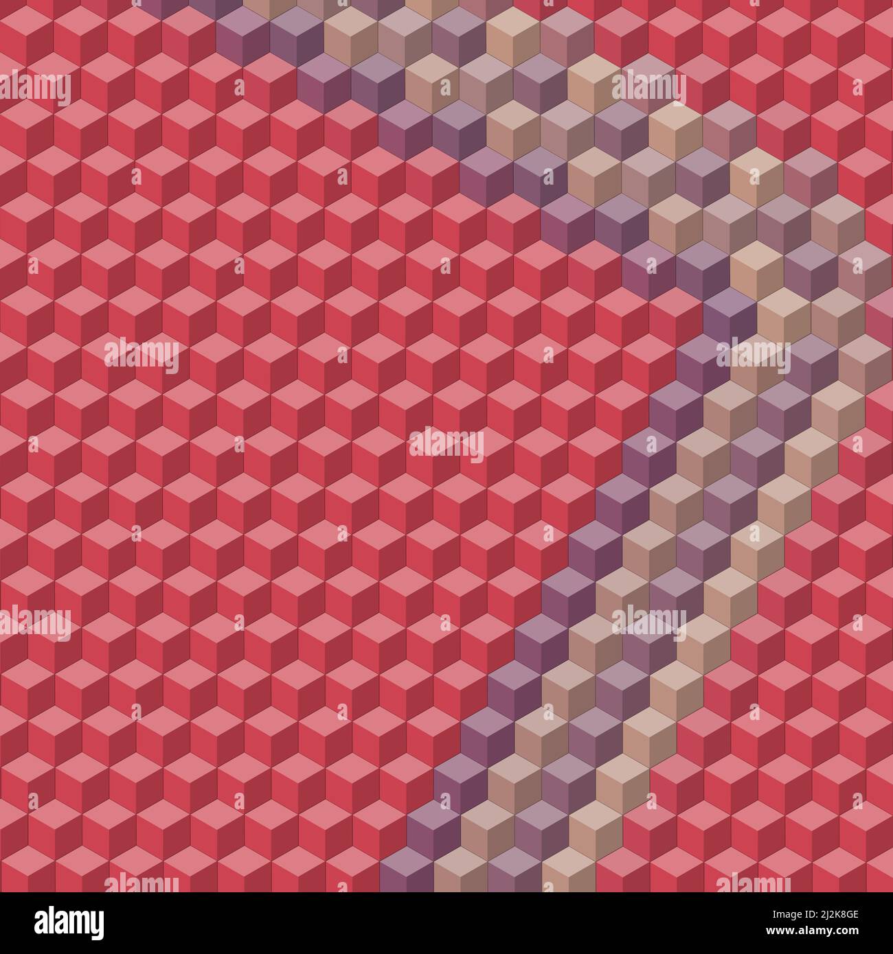 The red isometric cube pattern wallpaper Stock Photo - Alamy