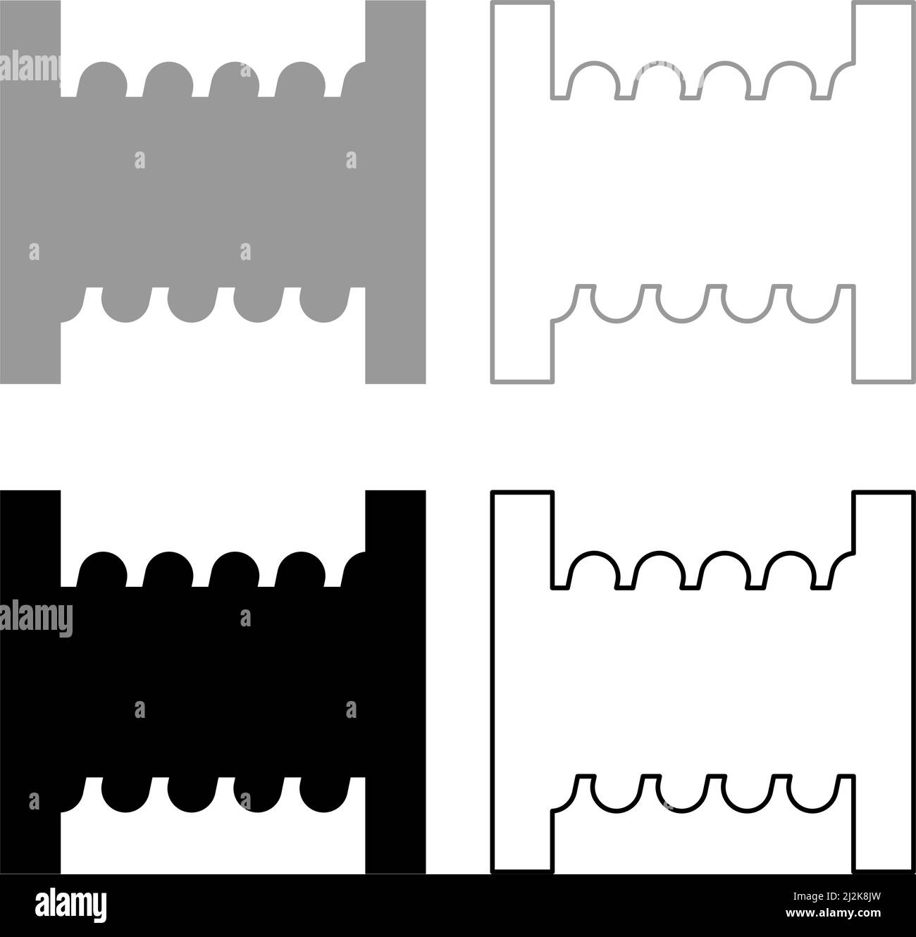 Spool wire cable coil reel cord set icon grey black color vector ...