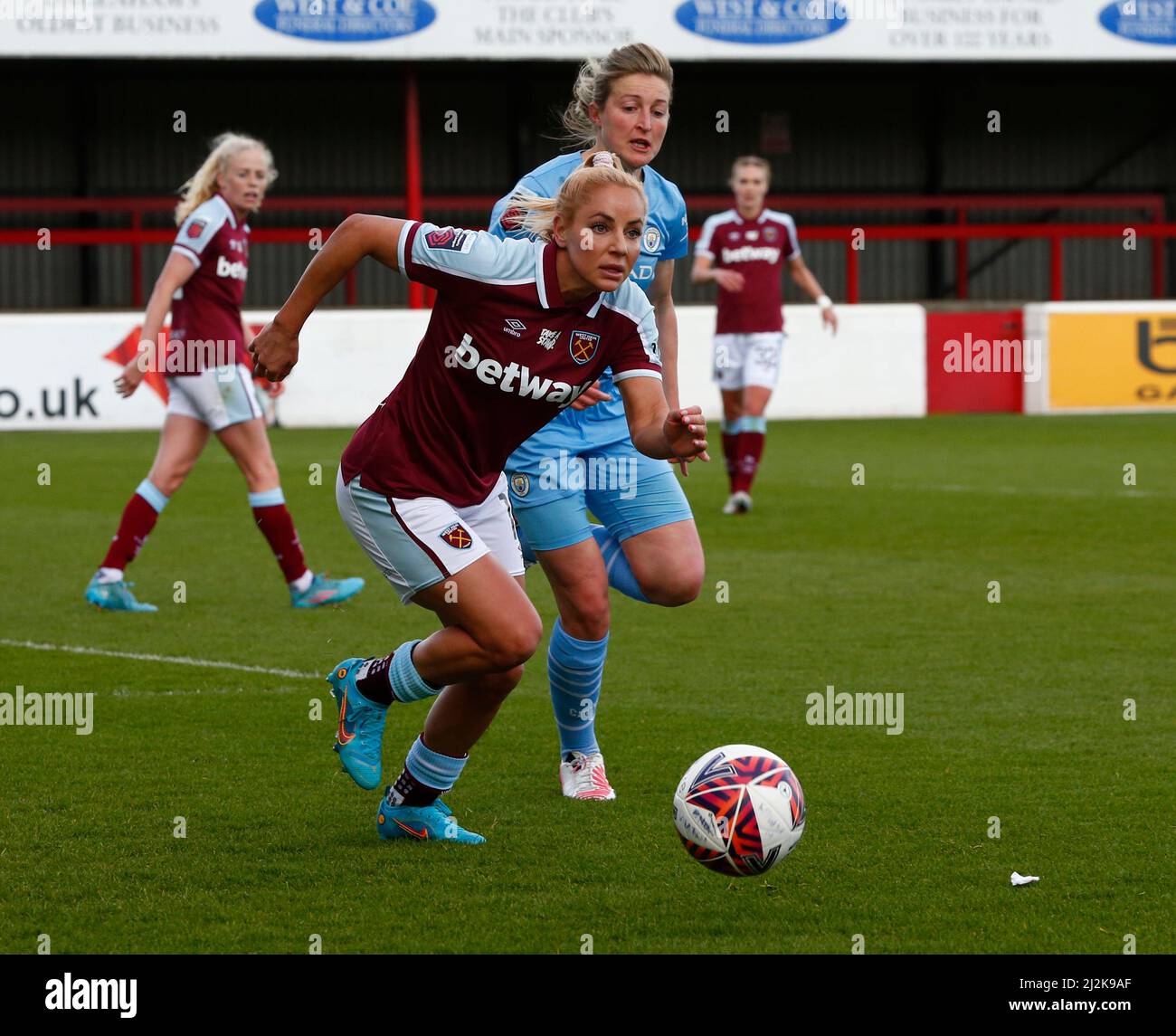 Dagenham England April 02 Adriana Leon Of West Ham United Wfc Holds