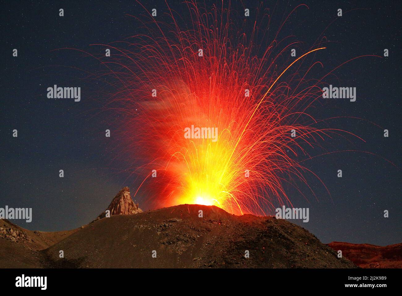Eruption of Sangeang Api volcano in Sumbawa, Indonesia, in Sept. 2019 ...