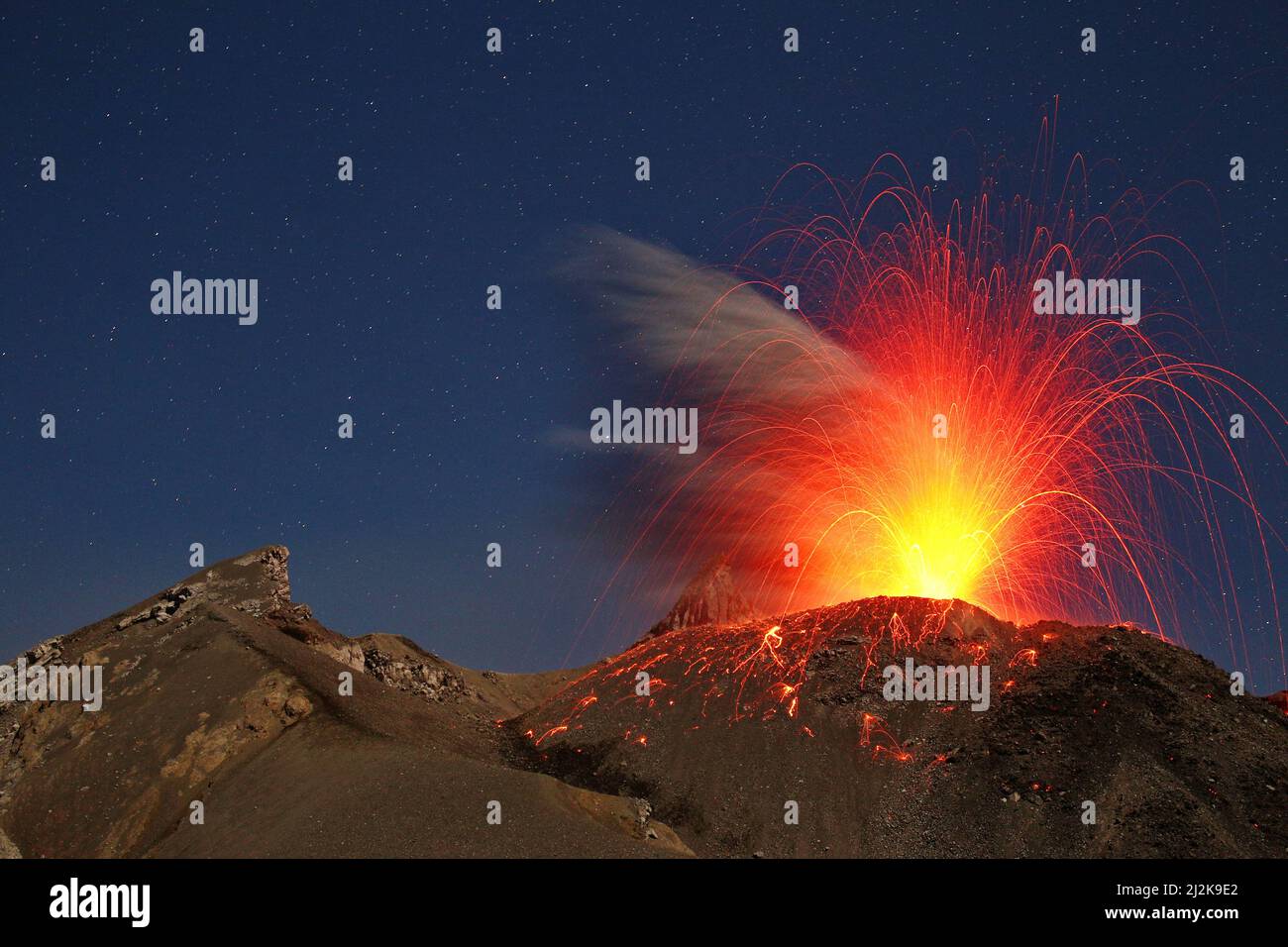 Eruption of Sangeang Api volcano in Sumbawa, Indonesia, in Sept. 2019 ...