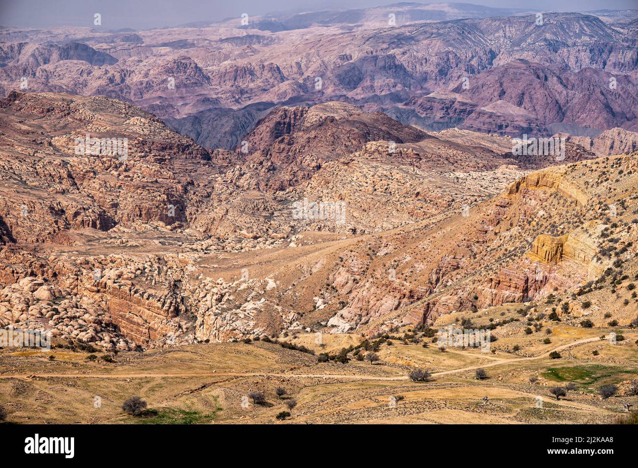 Desert landscape of the mountains of Edom, Shoubak, Jordan Stock Photo ...
