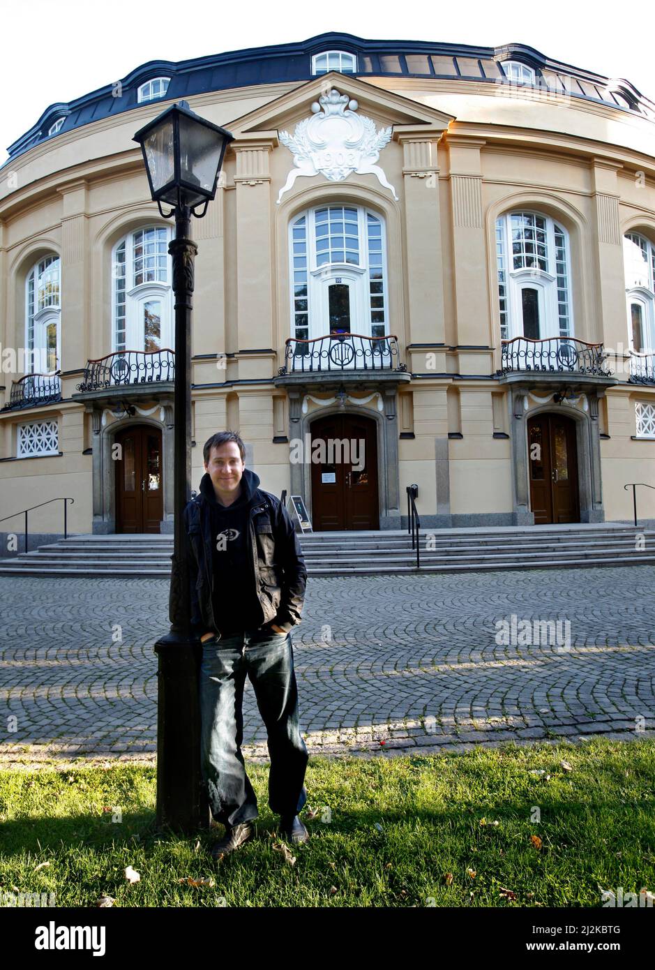 Actor Jesper Barkselius, Linköping, Sweden. Pictured outside Stora ...