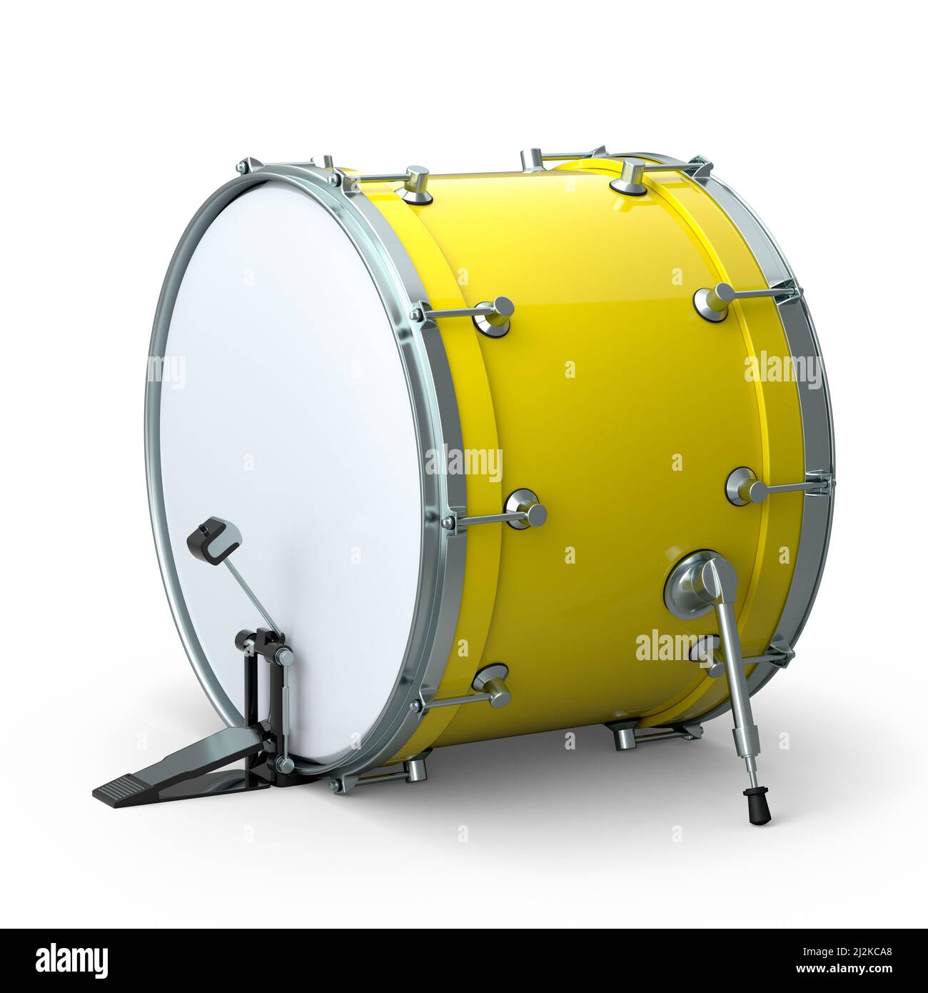 Realistic drum with pedal on white background. 3d render concept of ...