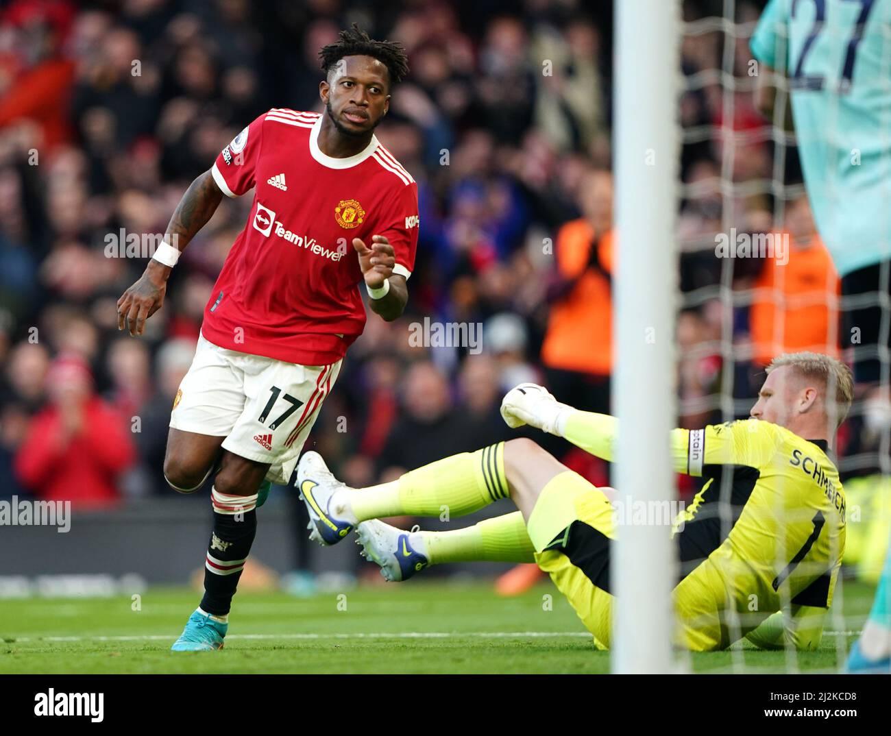 Manchester United's Fred celebrates scoring their side's first goal of ...