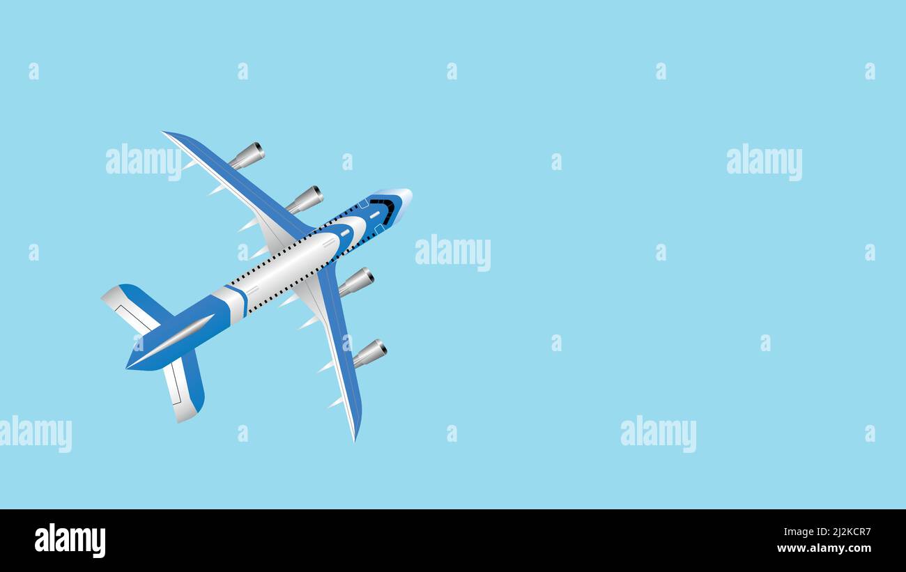Airplane on blue background with copy space for text, a symbol of ...