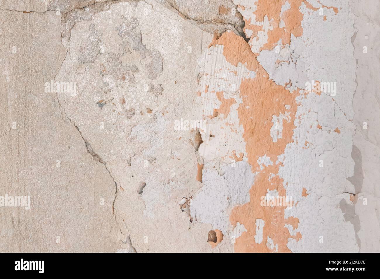 Peeling paint plaster with old weathered concrete obsolete wall cement ...