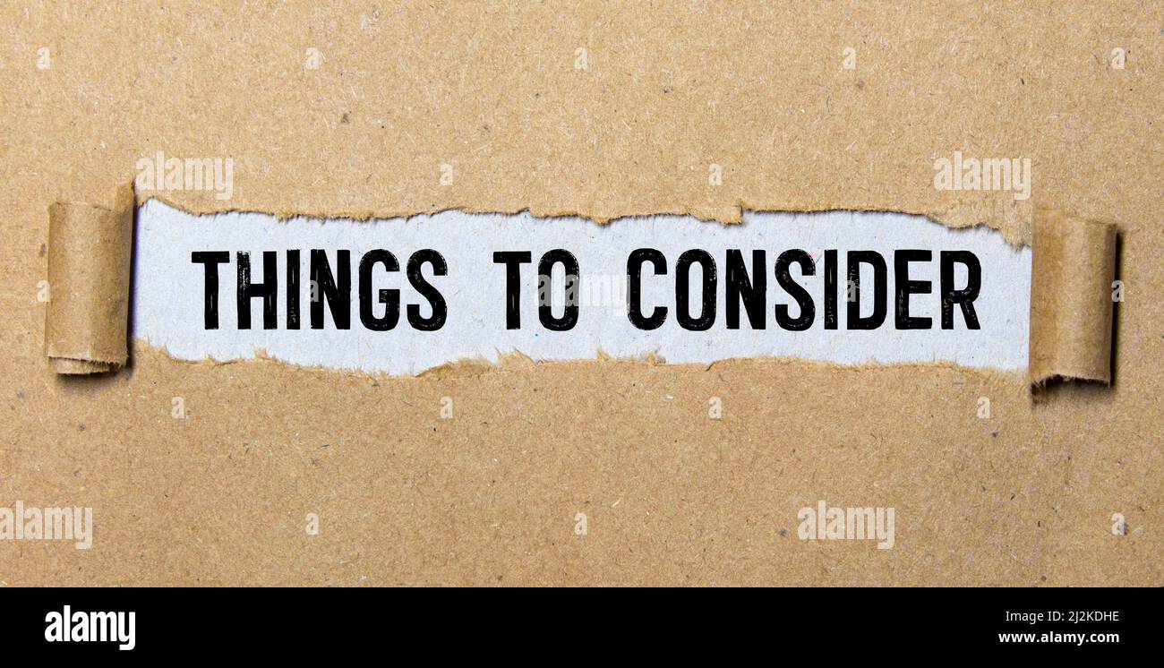 Word writing text Things To Consider. Business concept for think about ...