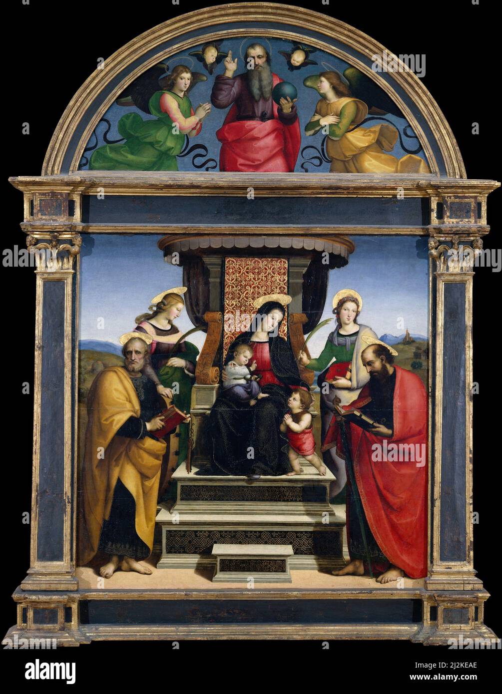 Antique art by the Italian artist Raphael - Madonna and Child Enthroned ...