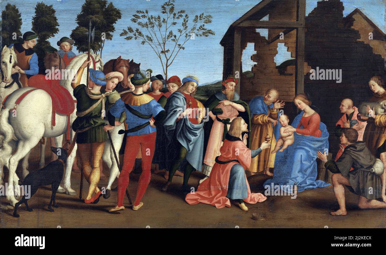 Antique art by the Italian artist Raphael - The Adoration of the Kings (1500 1599). High ...