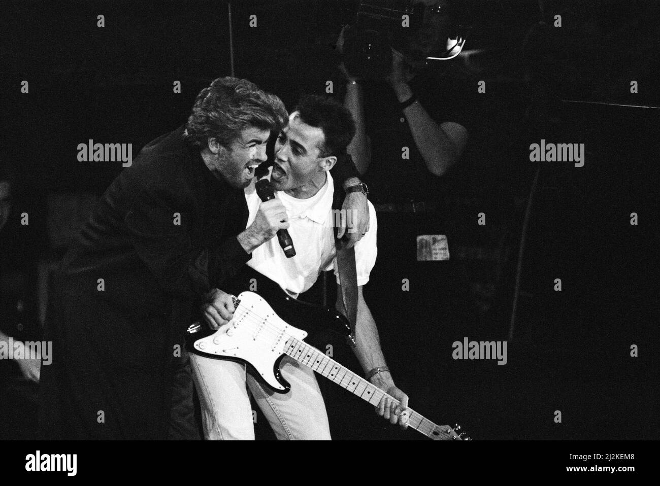 George Michael and Andrew Ridgeley performing at the Stand by Me: AIDS ...