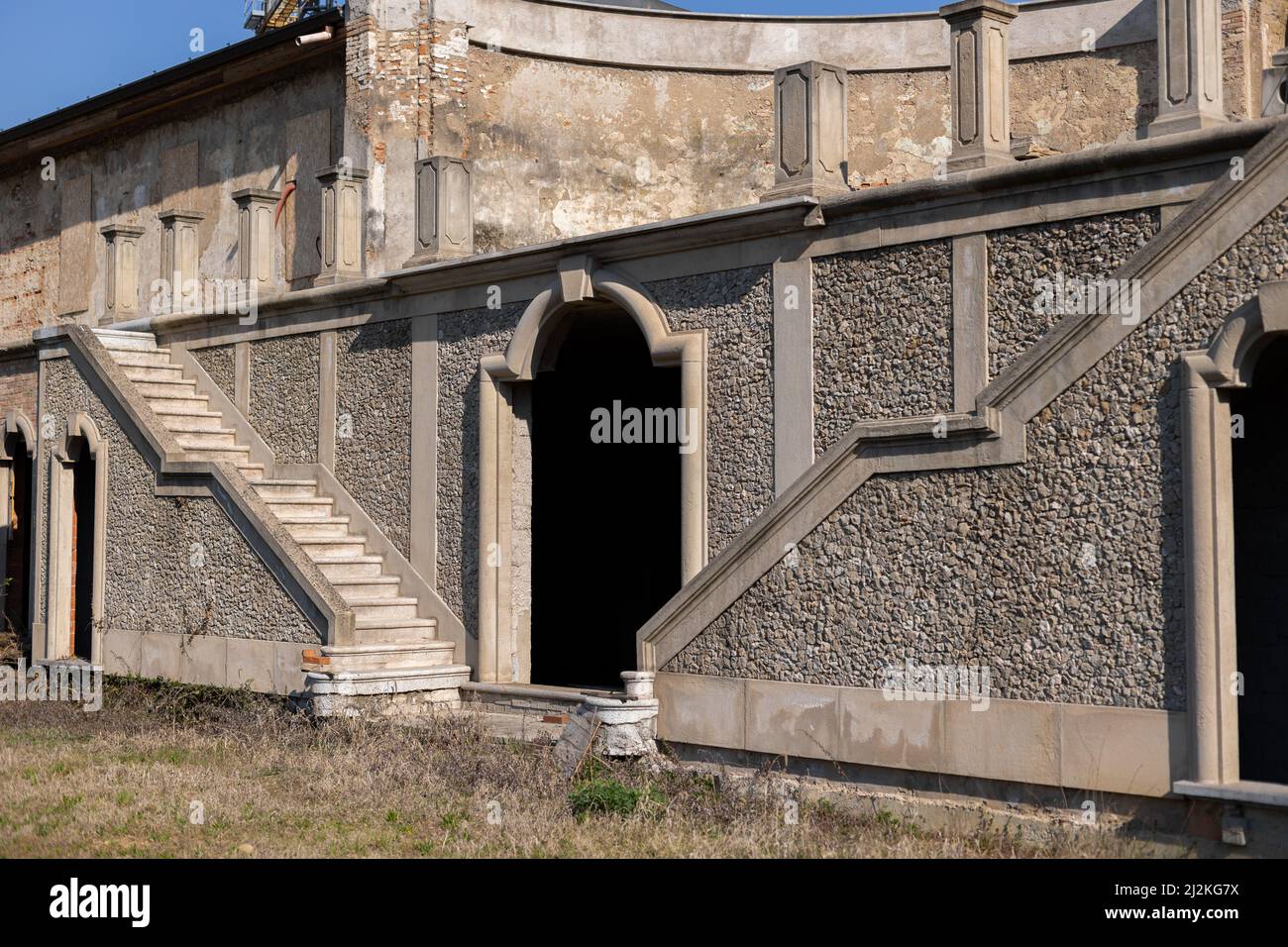 a beautiful old castle historical building with big windows in italy ...