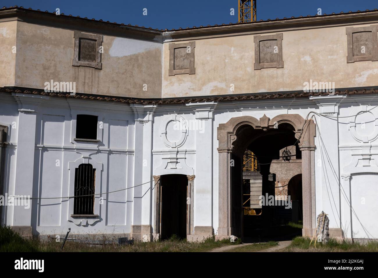 a beautiful old castle historical building with big windows in italy ...