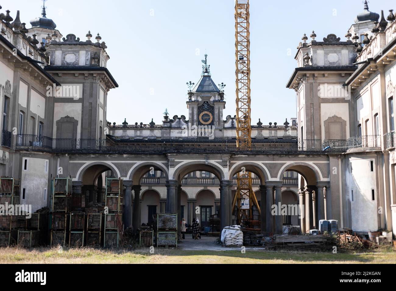 a beautiful old castle historical building with big windows in italy ...