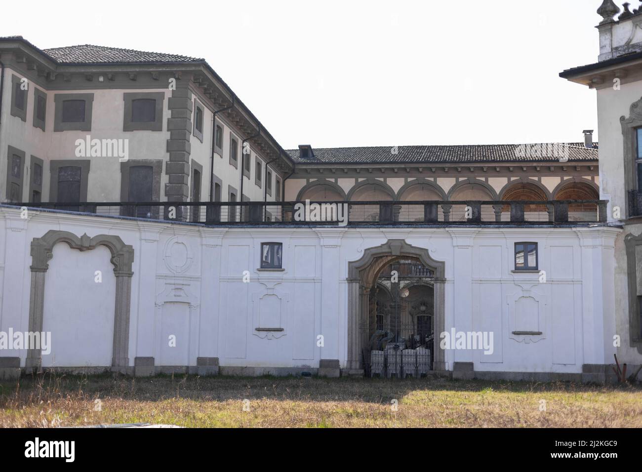 a beautiful old castle historical building with big windows in italy ...