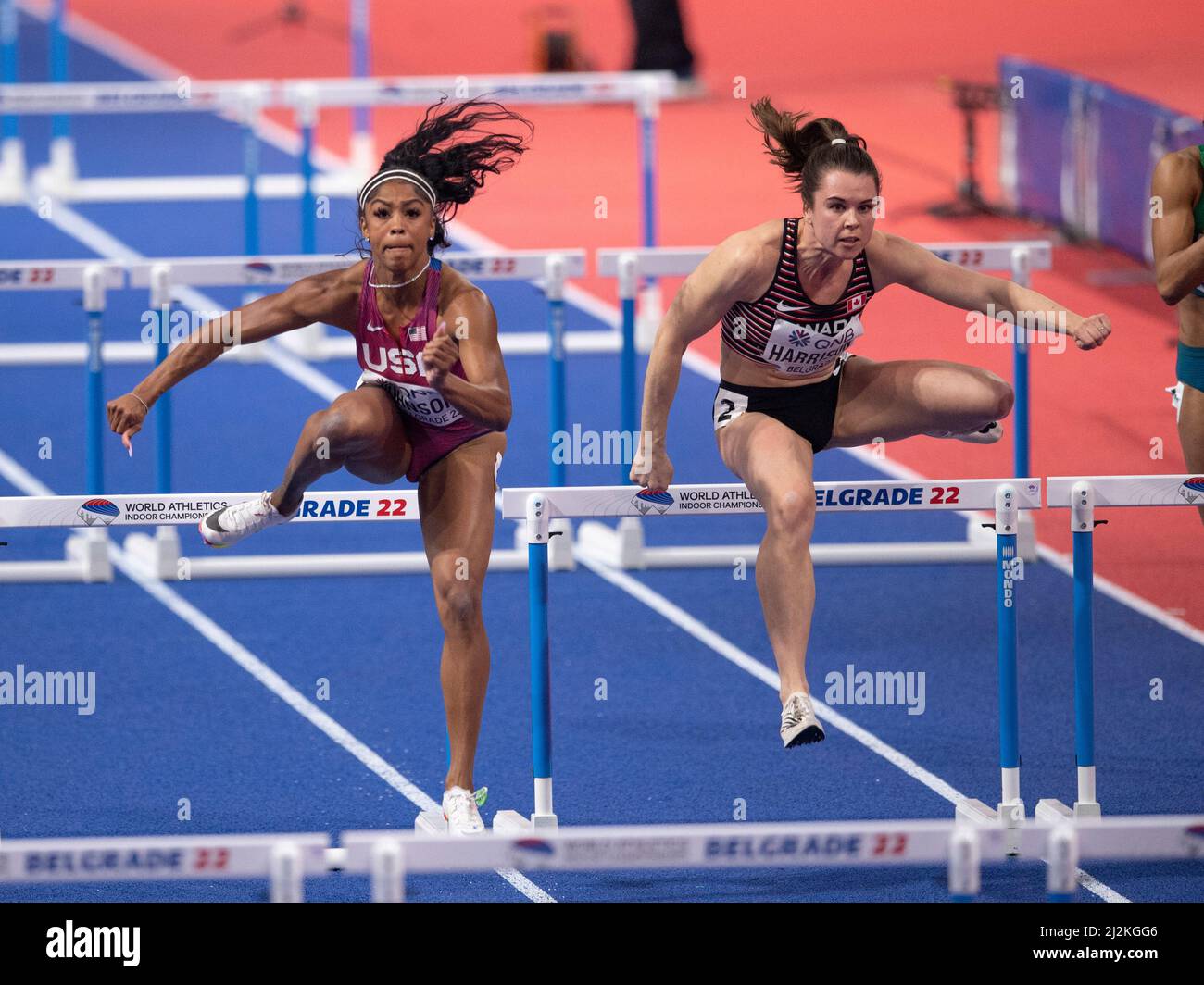 Alaysha Johnson USA and Michelle Harrison CAN competing in the women’s ...
