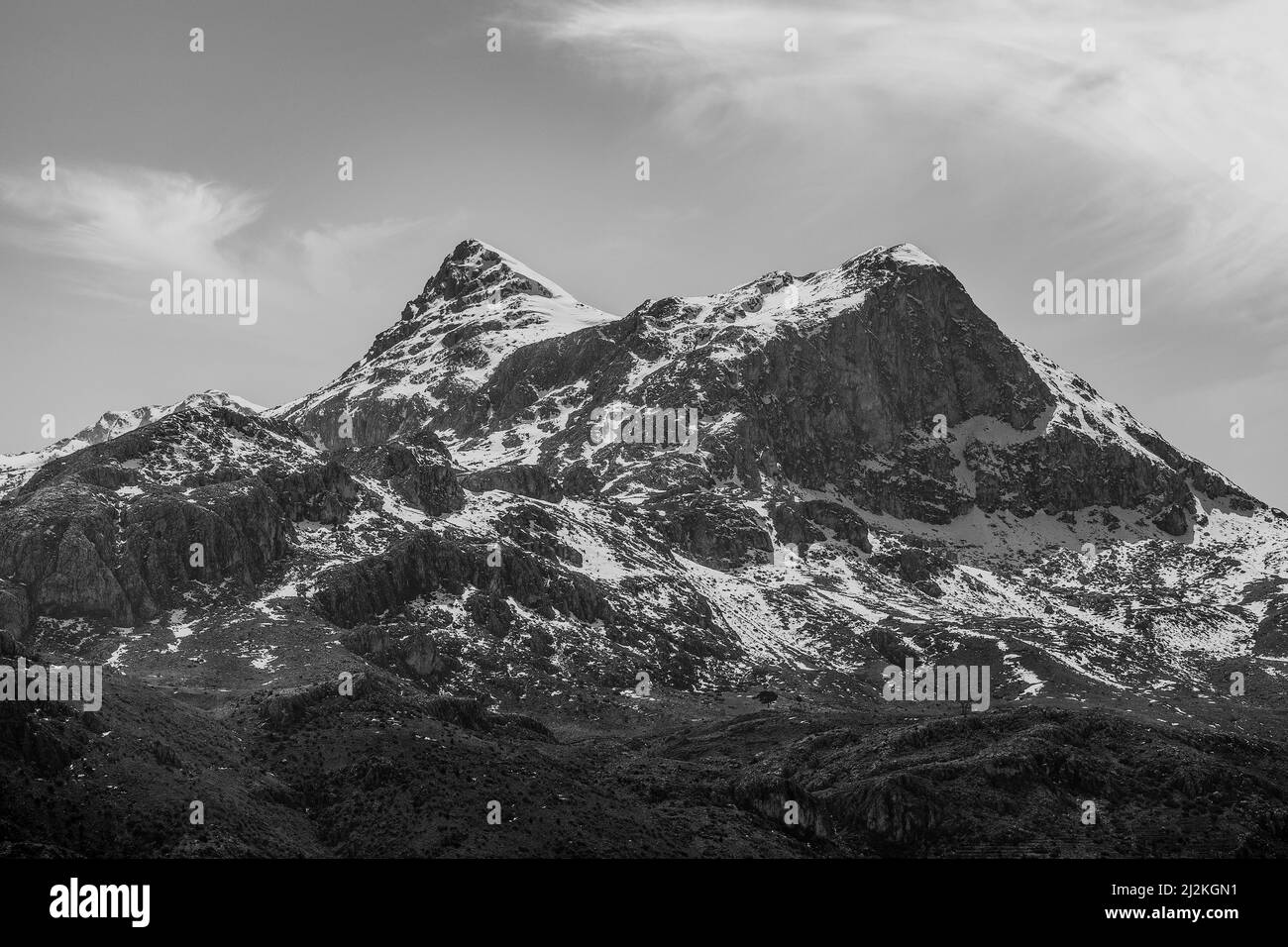 Snow capped mountain clouds Black and White Stock Photos & Images - Alamy
