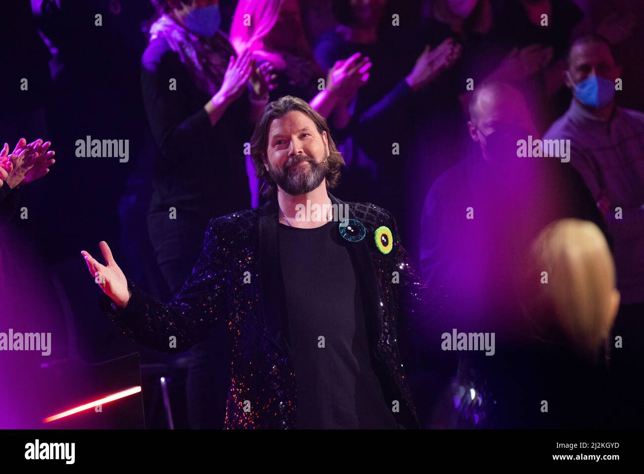 Cologne, Germany. 02nd Apr, 2022. Rea Garvey from the guessing team ...