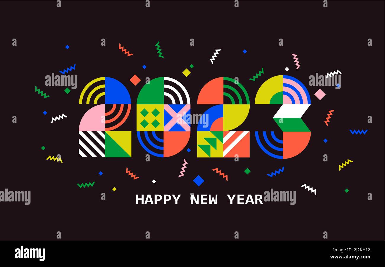 2023 New Year banner,numbers and geometric shapes Stock Vector Image ...