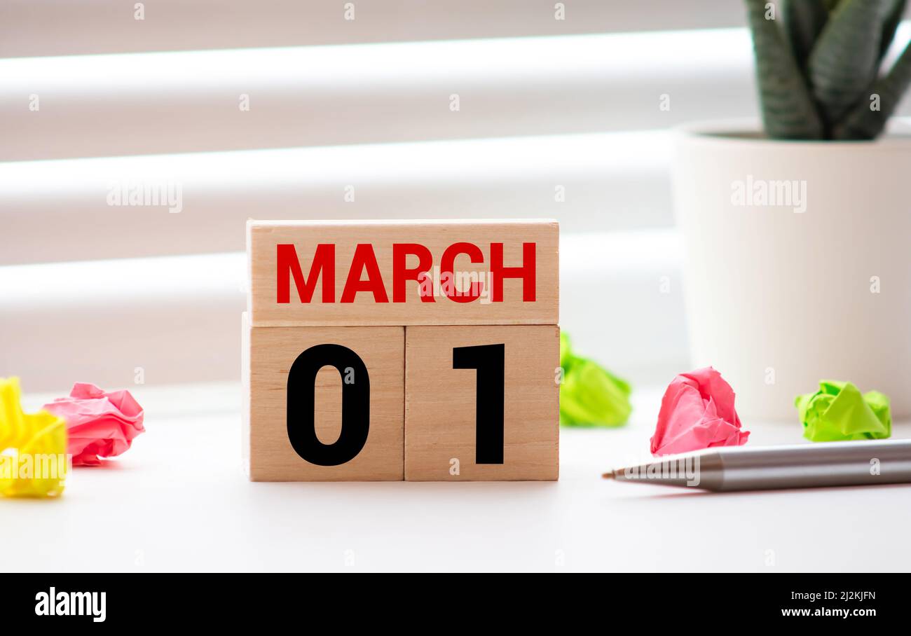 March Month, Appointment date with number cube design for background ...