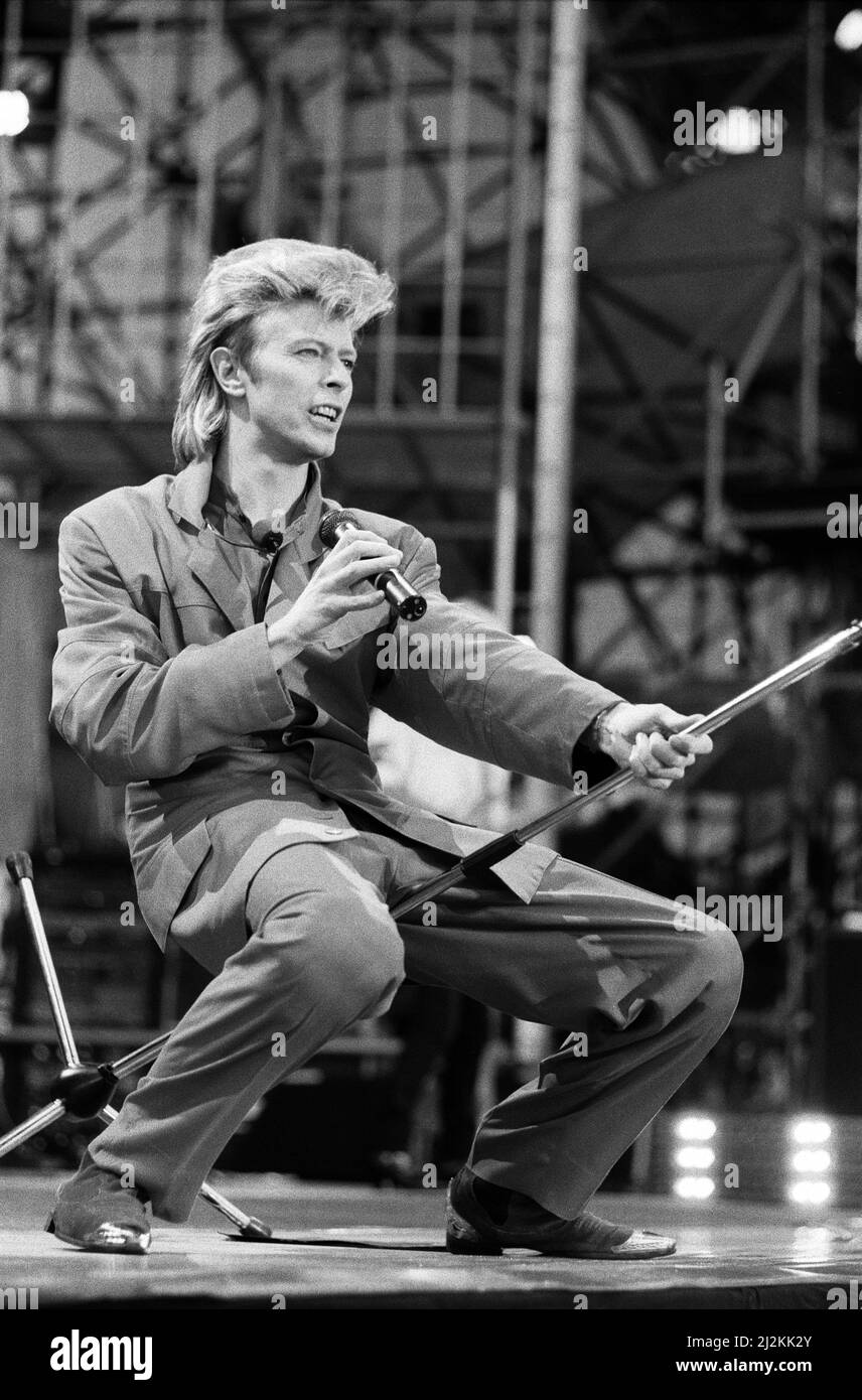 British pop singer David Bowie performing on stage at Wembley.20th June ...