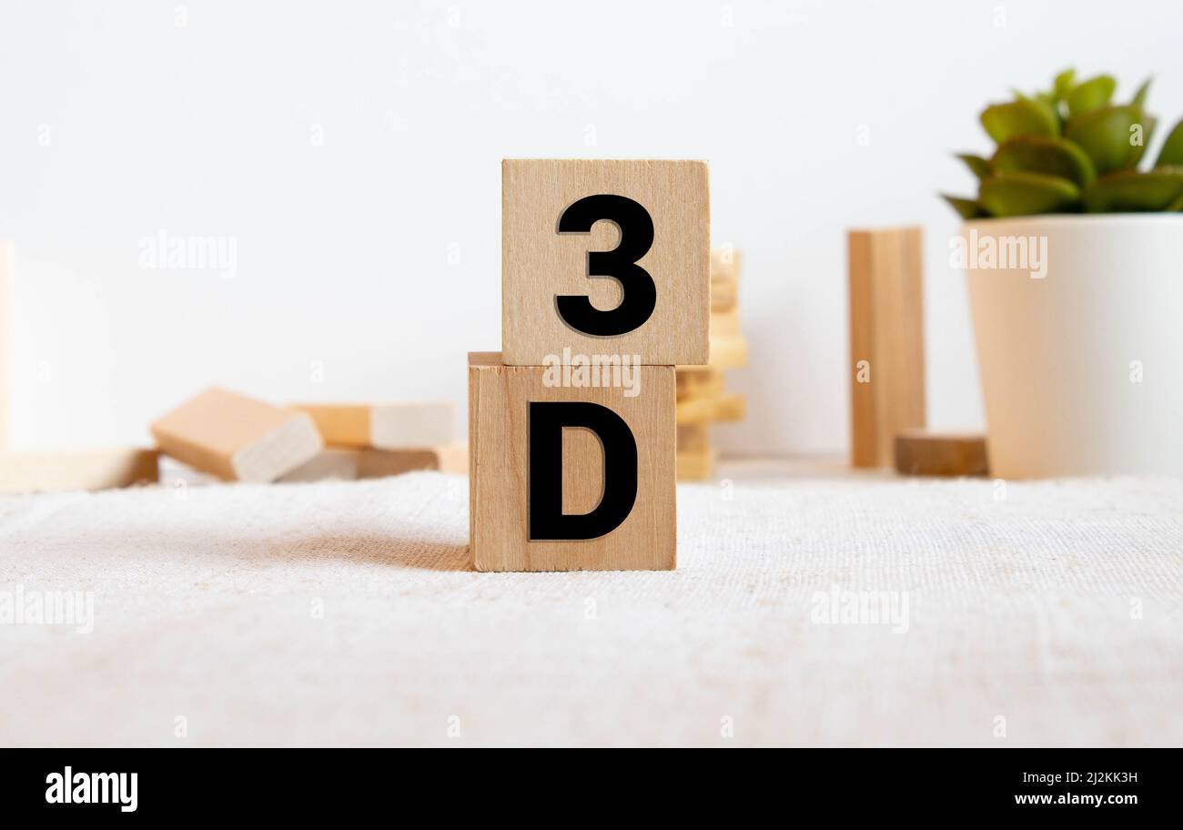 The lettering 3D on wooden block of letters, created using a 3D printer ...